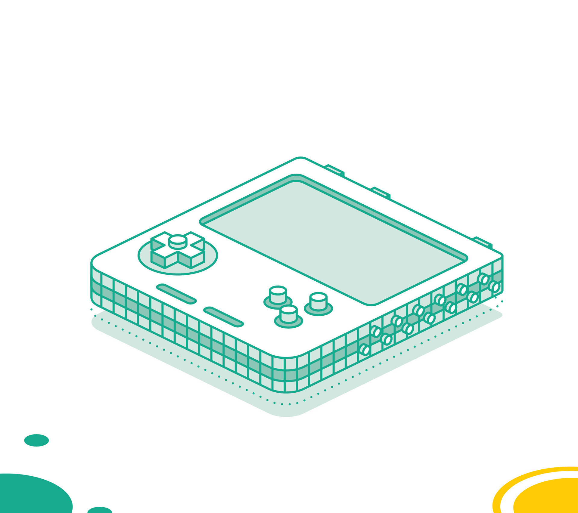 Isometric portable handheld retro gaming console with buttons. Outline ... Isometric portable handheld retro gaming console with buttons. Outline ...
