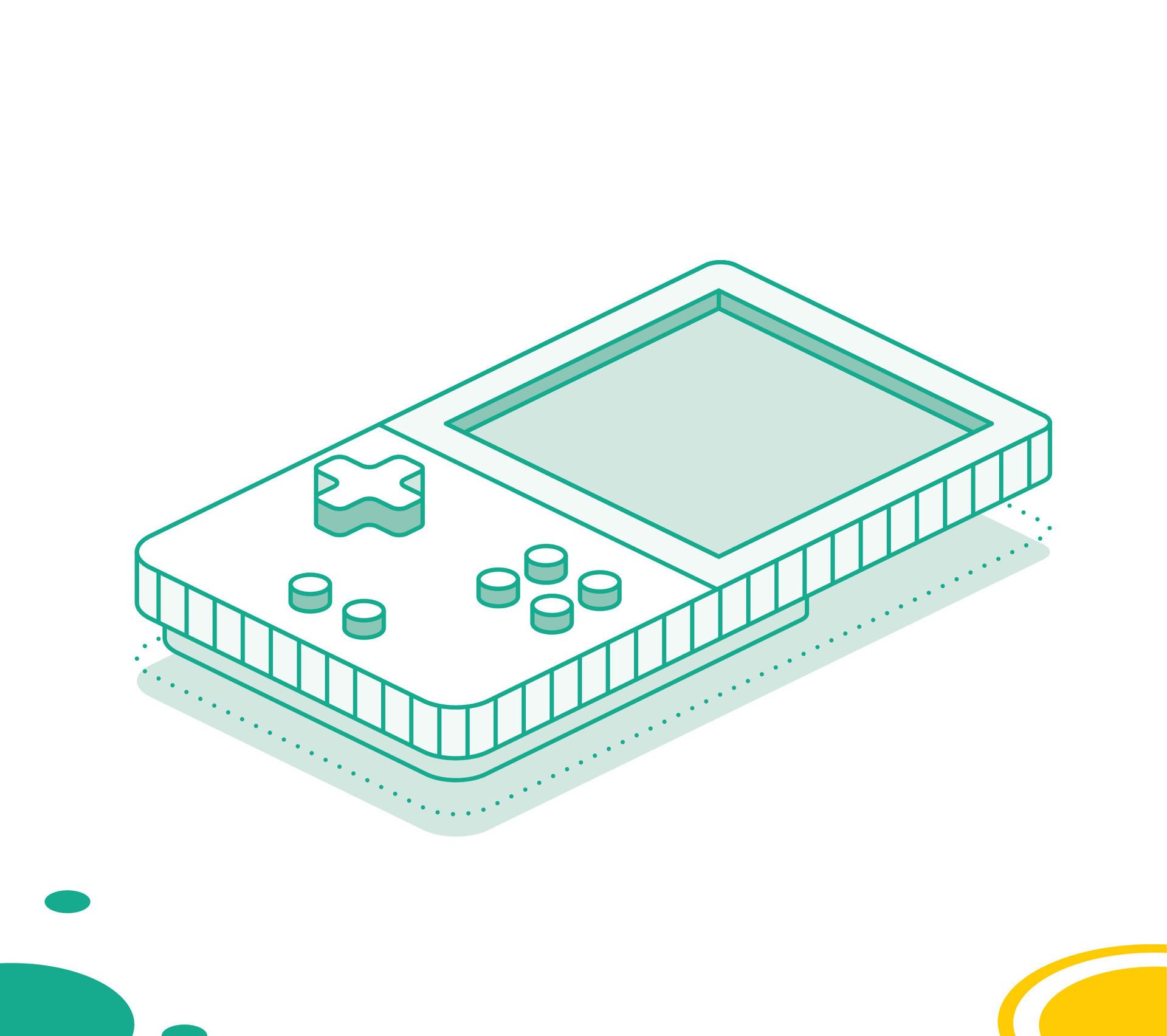 Isometric portable handheld retro gaming console with buttons. Outline ... Isometric portable handheld retro gaming console with buttons. Outline ...