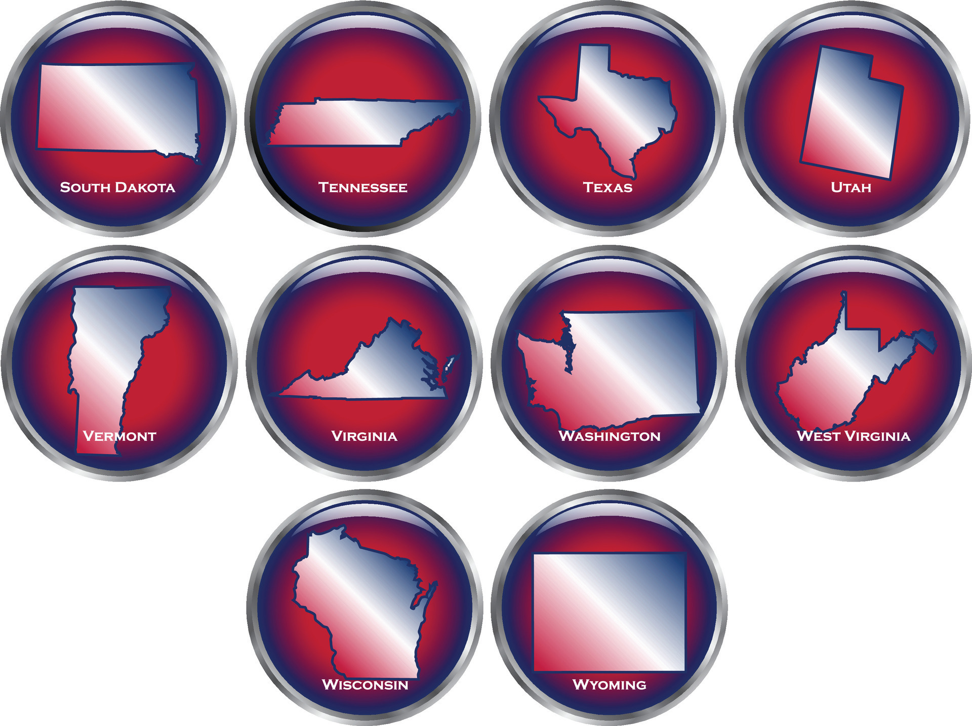 Set of 10 State Buttons Set 5 34917332 Vector Art at Vecteezy