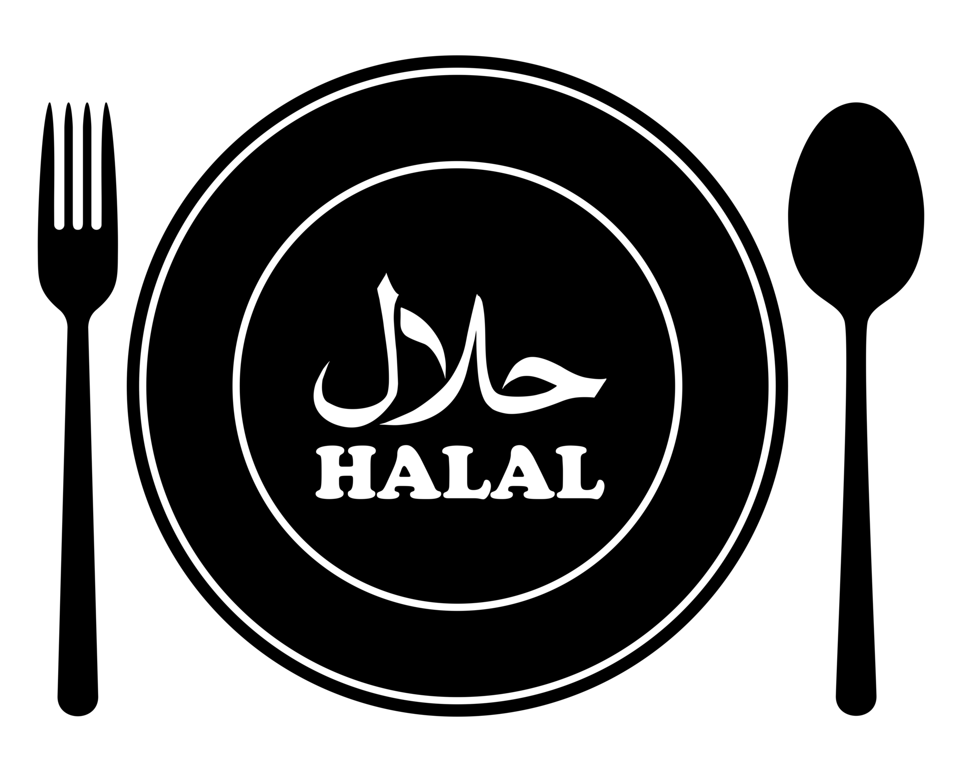 Halal Icon Symbol On The Plate Fork And Spoon For Islamic Food And