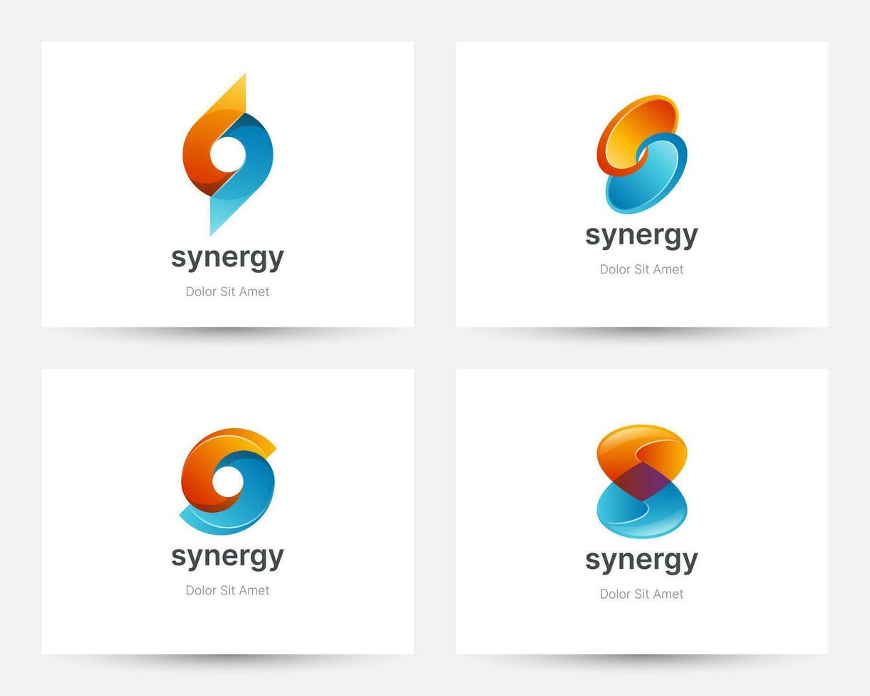 Set of creative colorful letter s synergy logo, hand drawn, vector art, perfect for any business ...