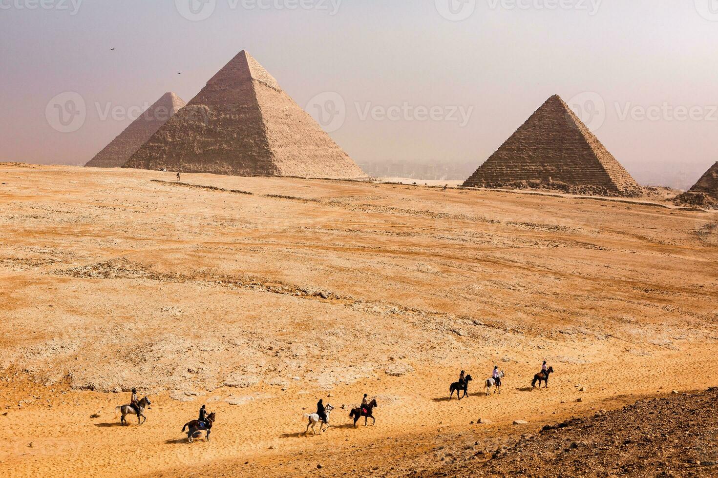 Famous Egyptian Pyramids of Giza. Landscape in Egypt. Pyramid in desert ...