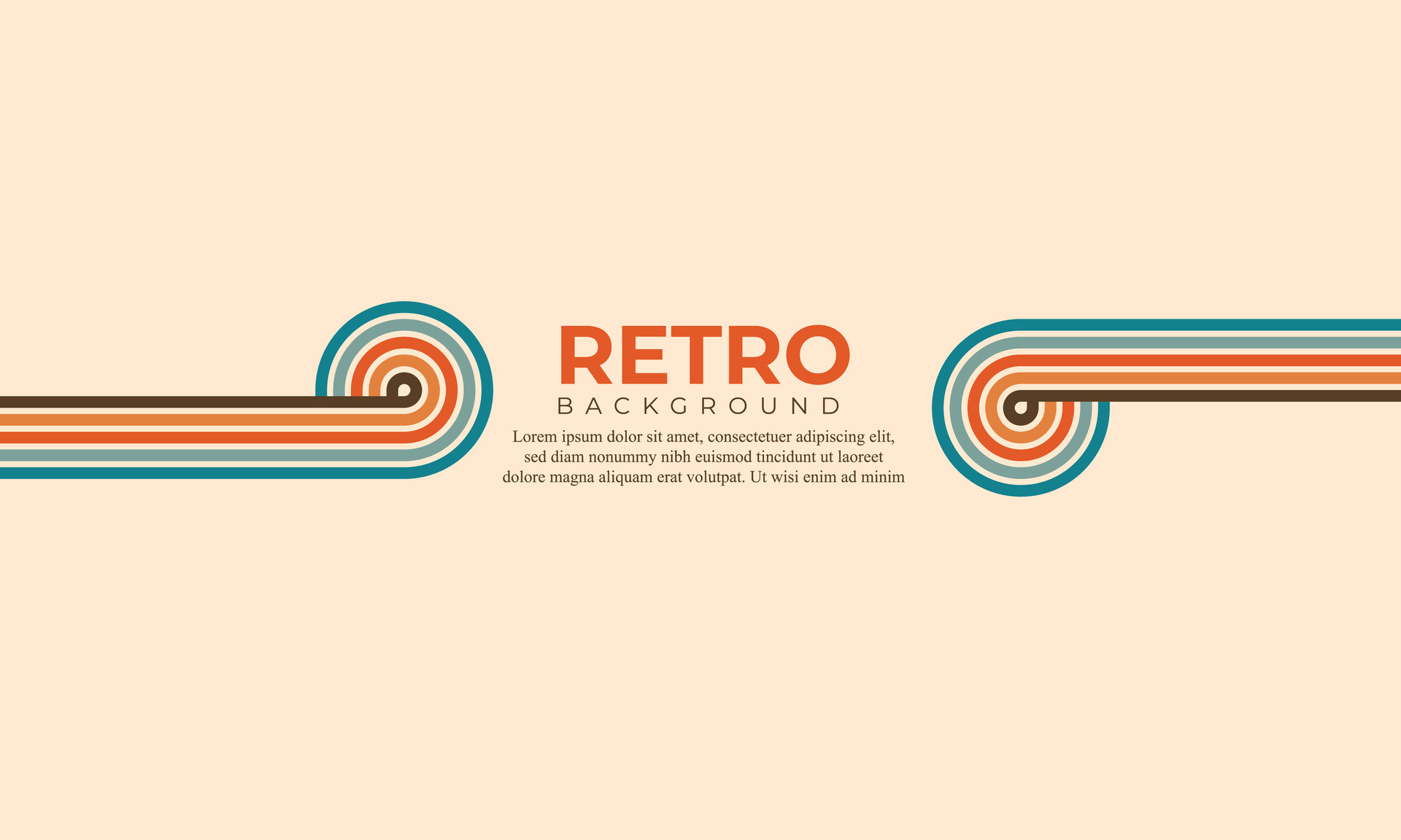 70s Retro Colored Lines Background Vector Shapes Graphic Design Retro
