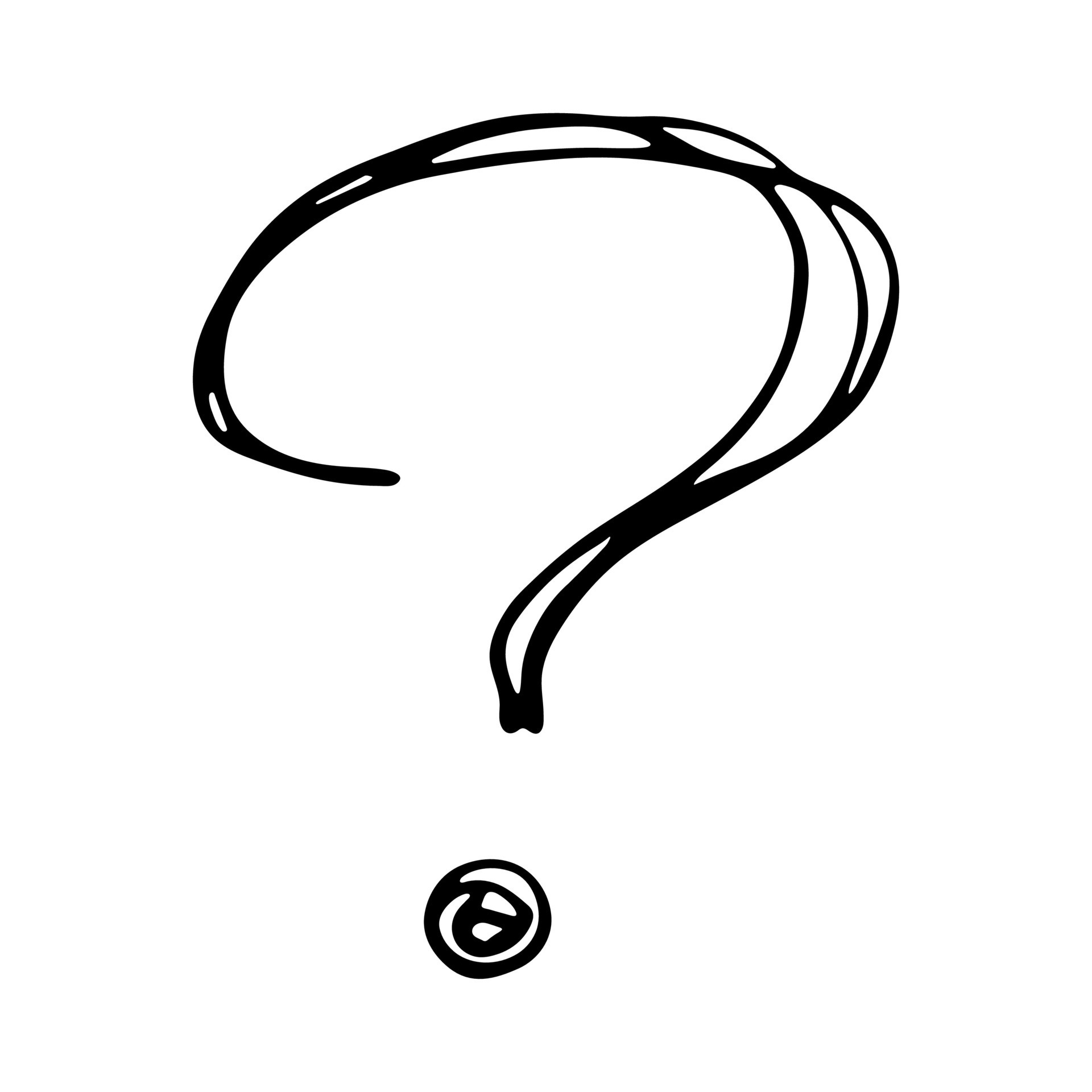 Hand drawn ink question mark illustration in sketch style. Single ...