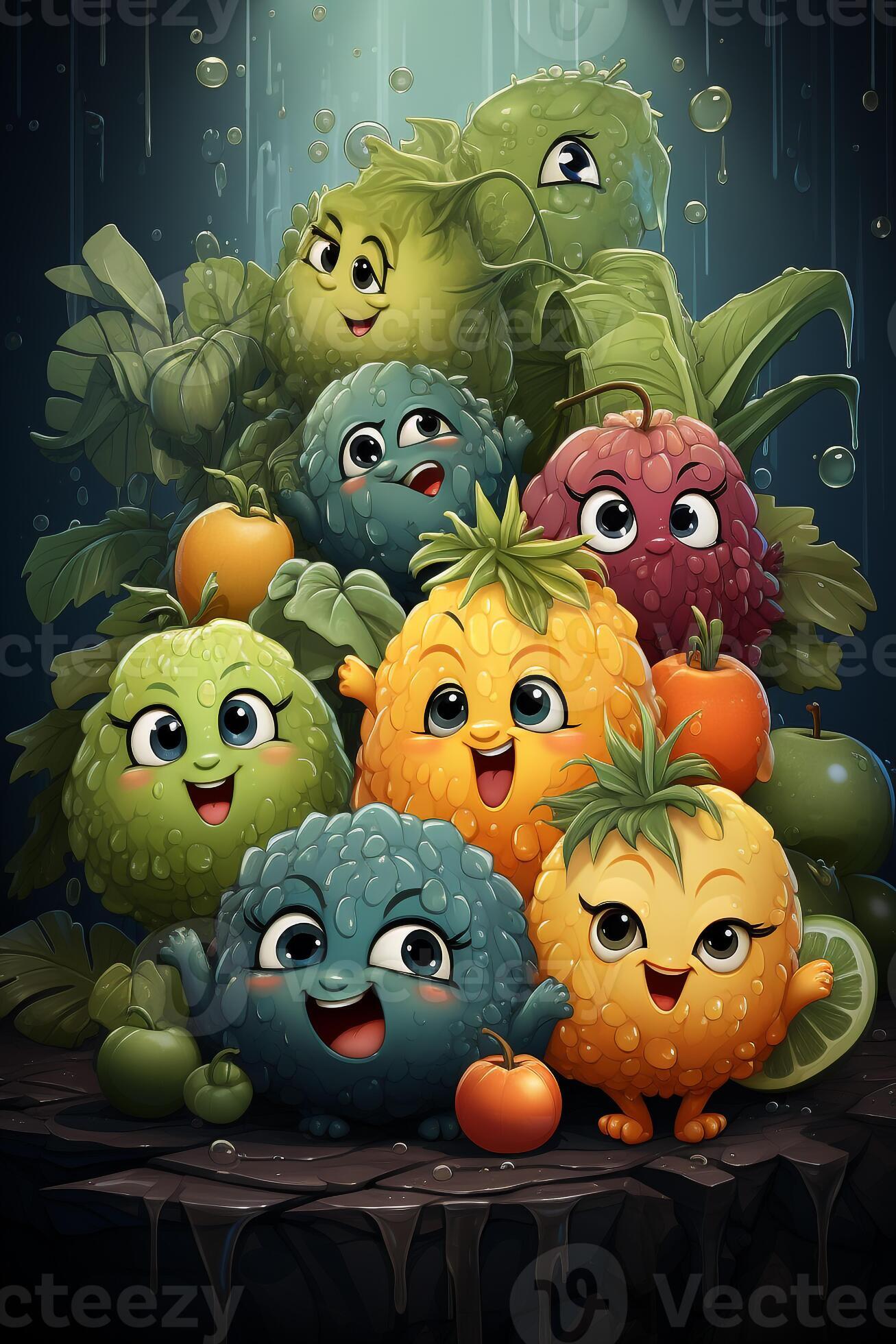 AI generated Cute fruit cartoon character 34923608 Stock Photo at Vecteezy