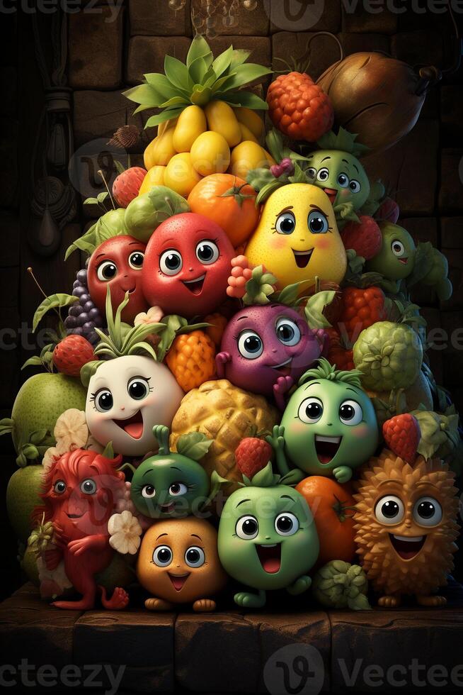 AI generated Cute fruit cartoon character 34923610 Stock Photo at Vecteezy