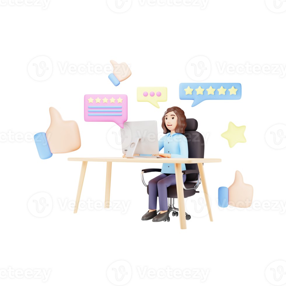 3d Character Illustration Happy Consumer Giving Positive Feedback