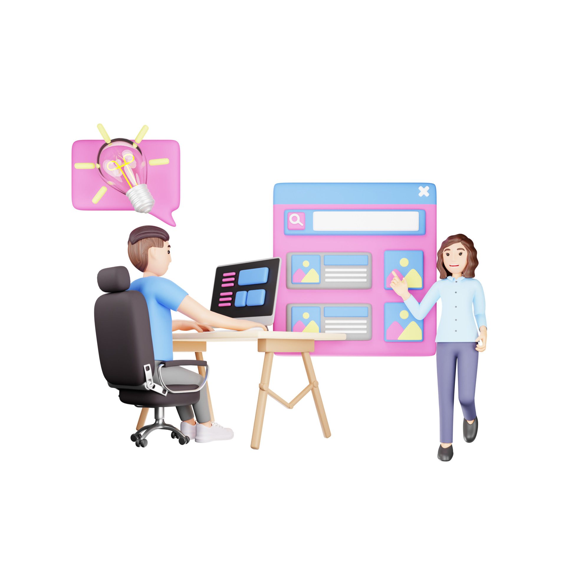 Creative Designer Studio 3D Character Illustration - Teamwork and ... Creative Designer Studio 3D Character Illustration - Teamwork and ...