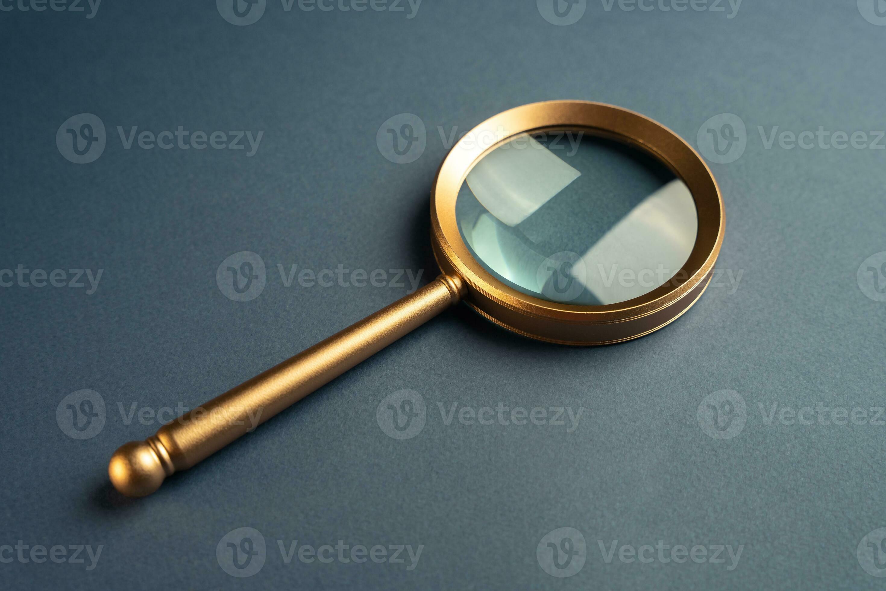 Beautiful golden magnifying glass. FAQ. Curiosity, inquiry, uncertainty. Search for answers ...