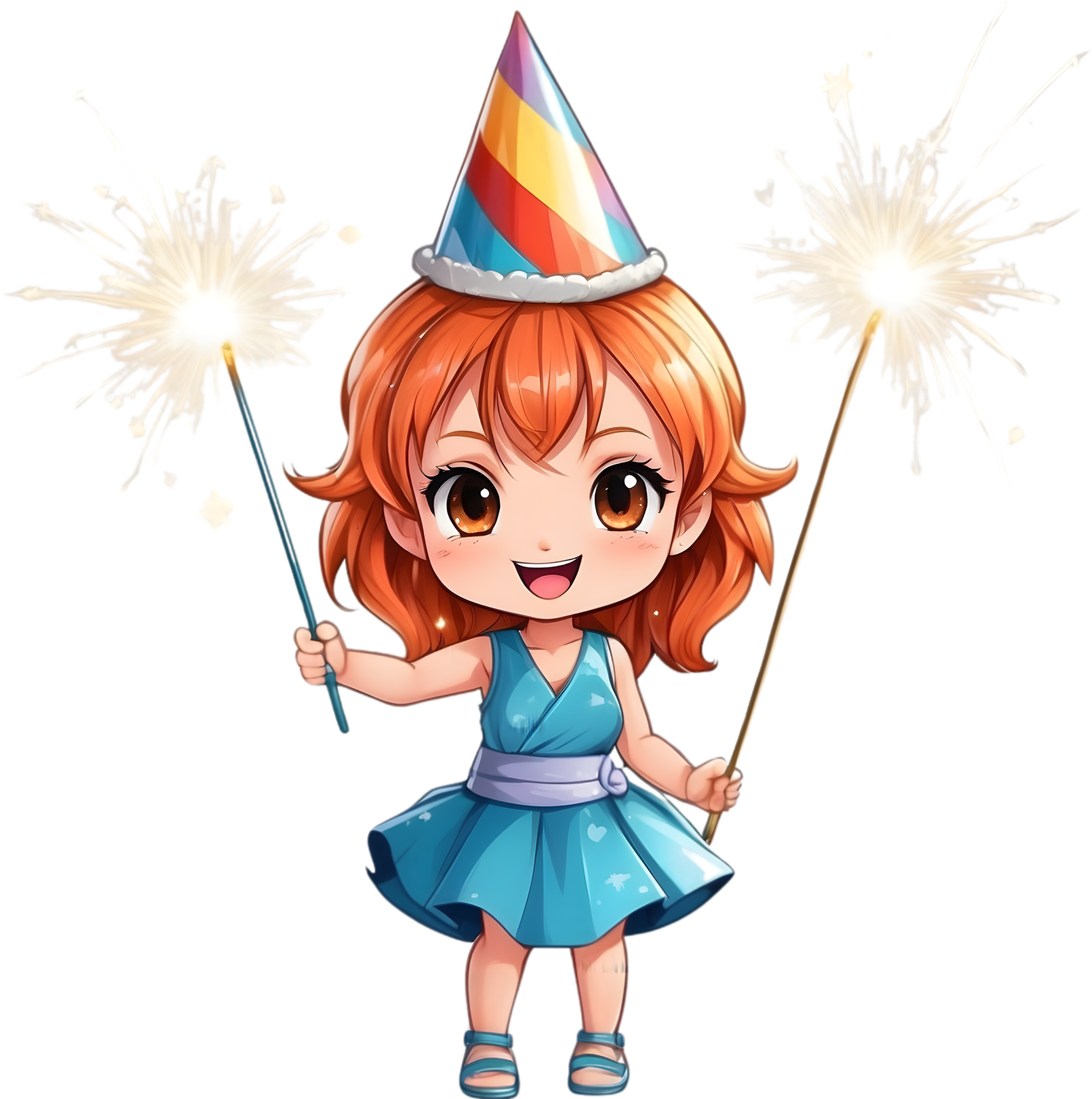 AI generated a girl cartoon witch holding a sparkler ai generated ...