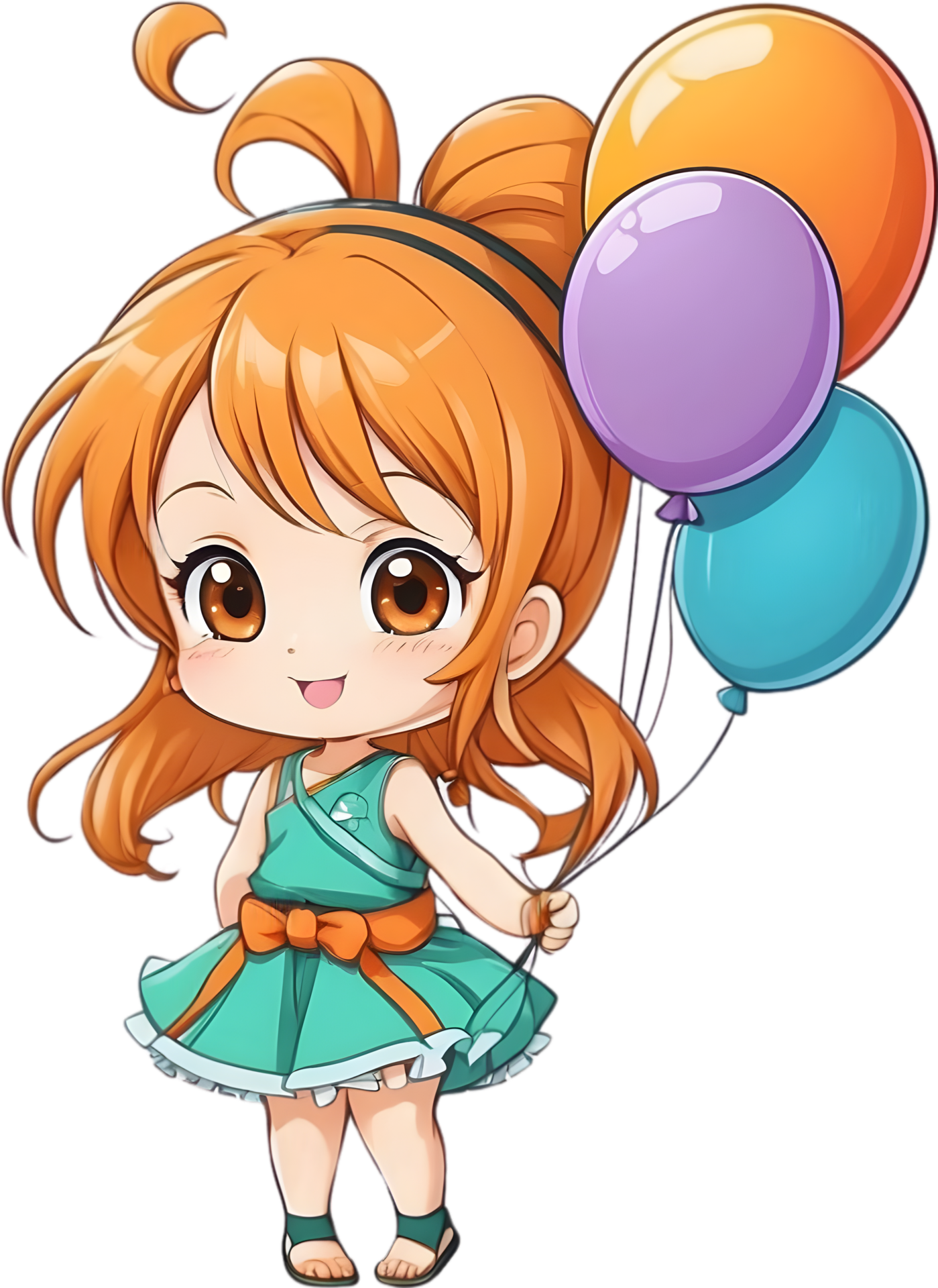 Ai Generated Anime Girl Holding Balloons Ai Generative 34925282 Png