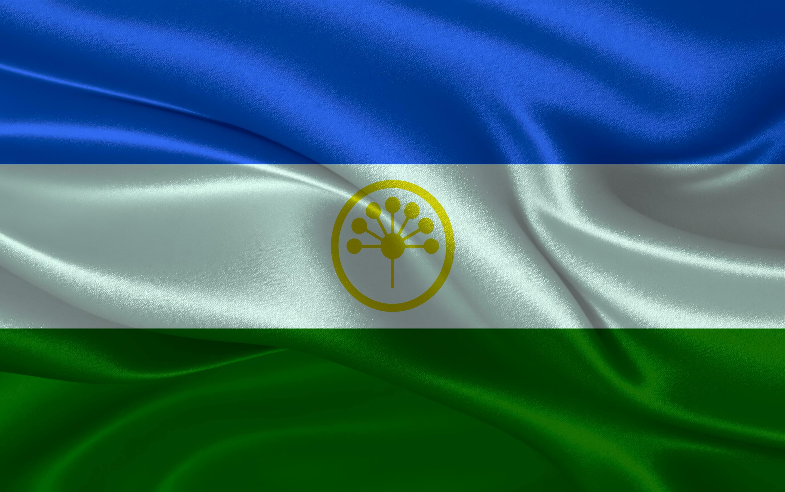 3d waving realistic silk national flag of Republic of Bashkortostan ...