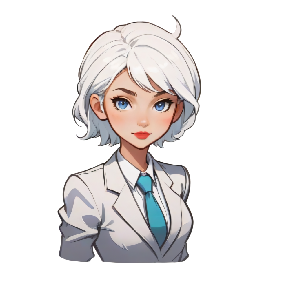 Ai Generated White Hair Female Business Character 34936699 Png