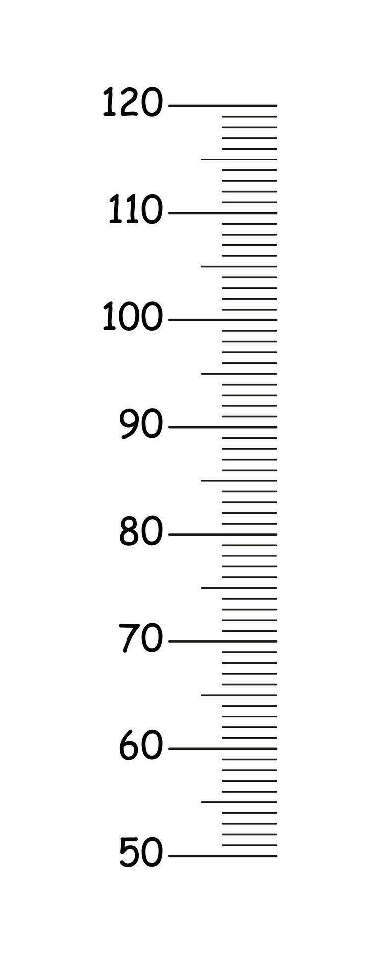Kids height chart from 50 to 120 centimeters. Ruler for Children room wall. Template for growth ...