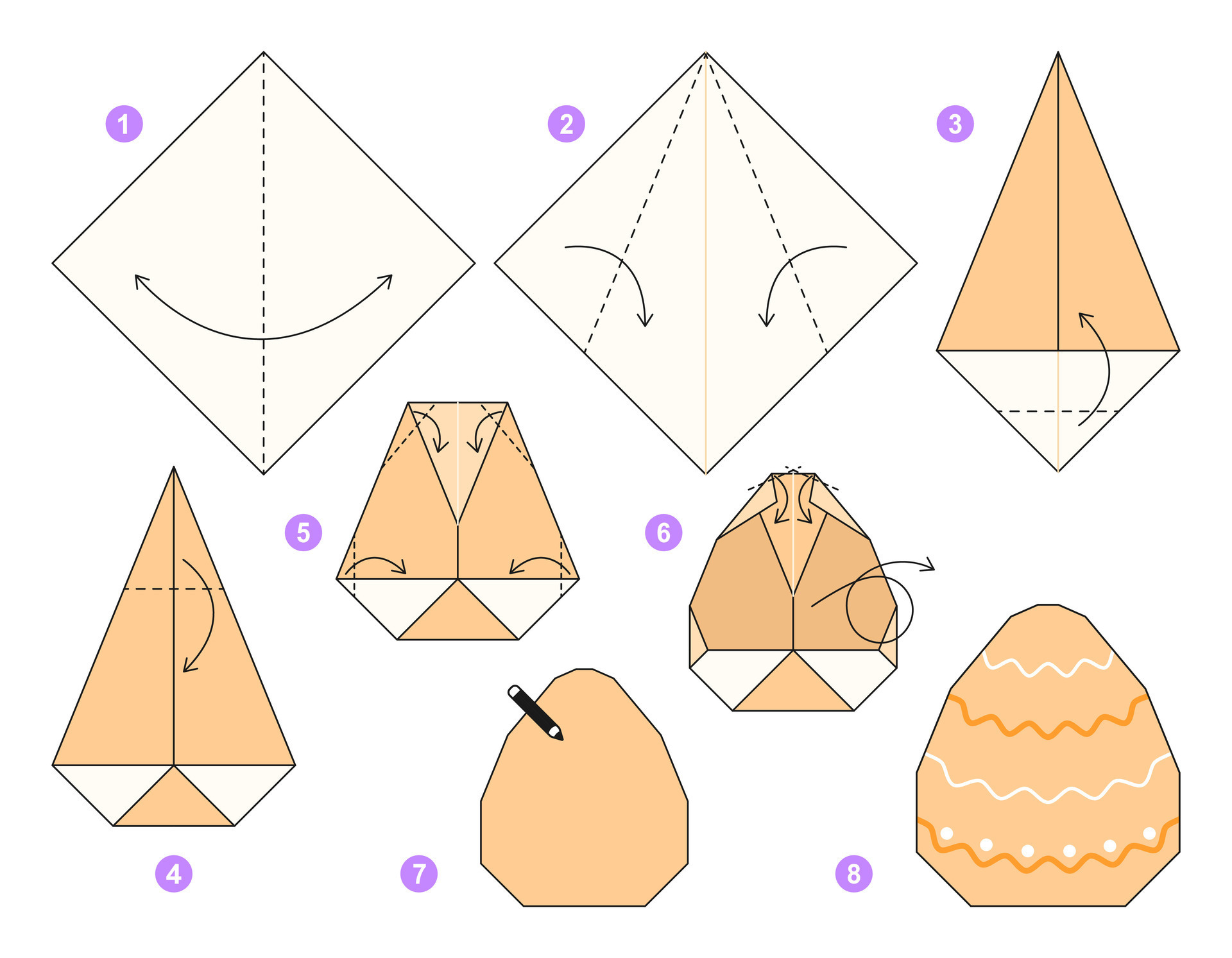 Easter egg origami scheme tutorial moving model. Origami for kids. Step ... Easter egg origami scheme tutorial moving model. Origami for kids. Step ...