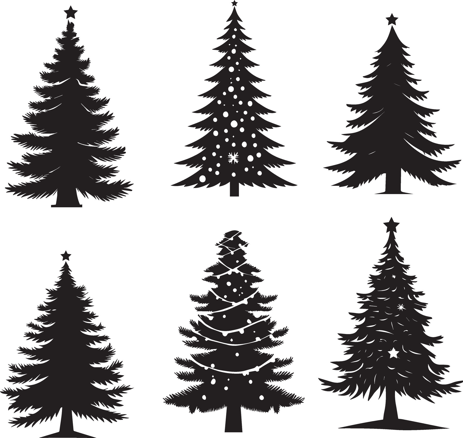 Christmas tree vector silhouette 34946919 Vector Art at Vecteezy