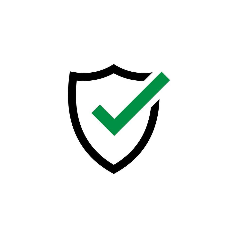 Simple Flat Shield Icon With Green Check Mark Illustration Design Safe