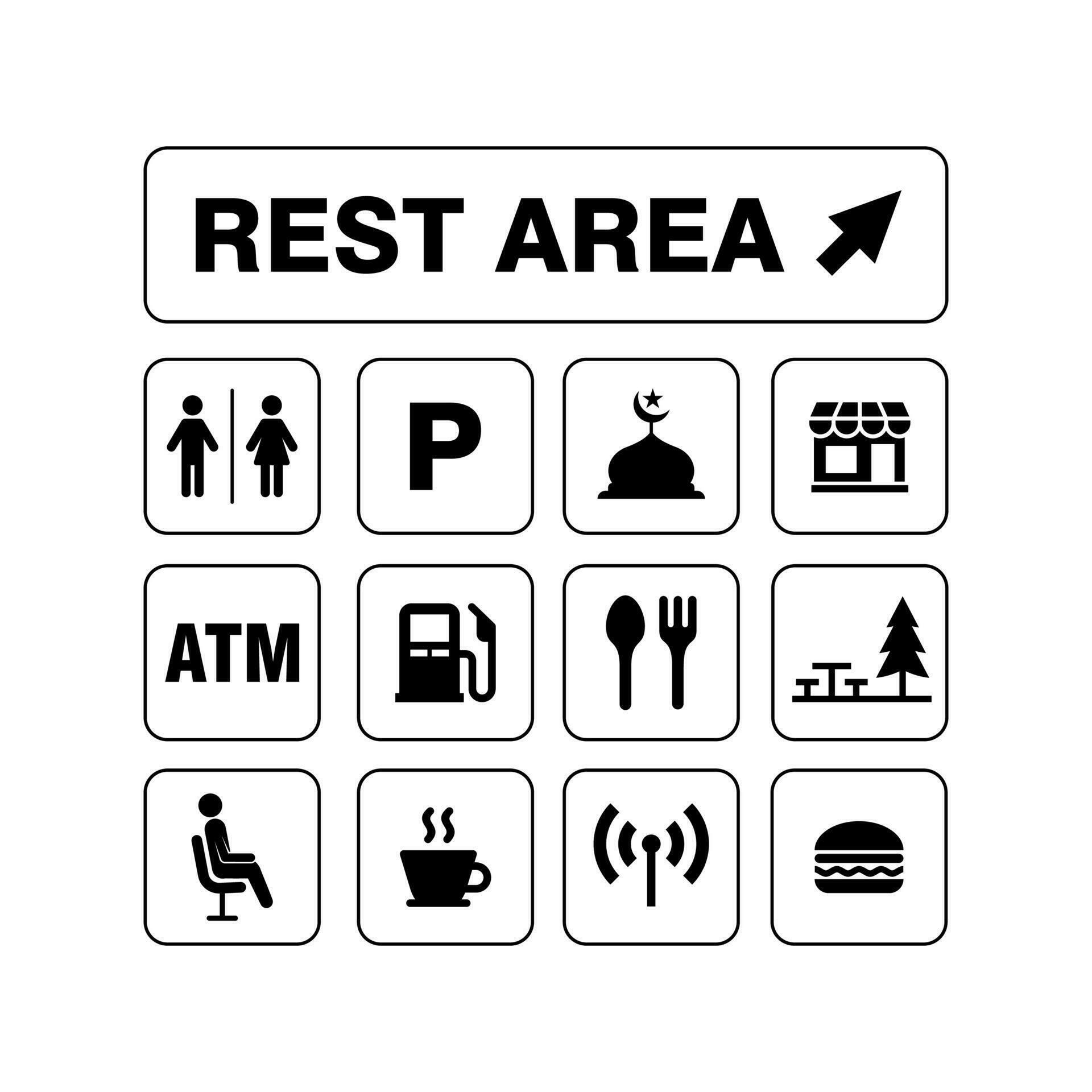 set of flat rest area icon design template vector 34949256 Vector Art ...
