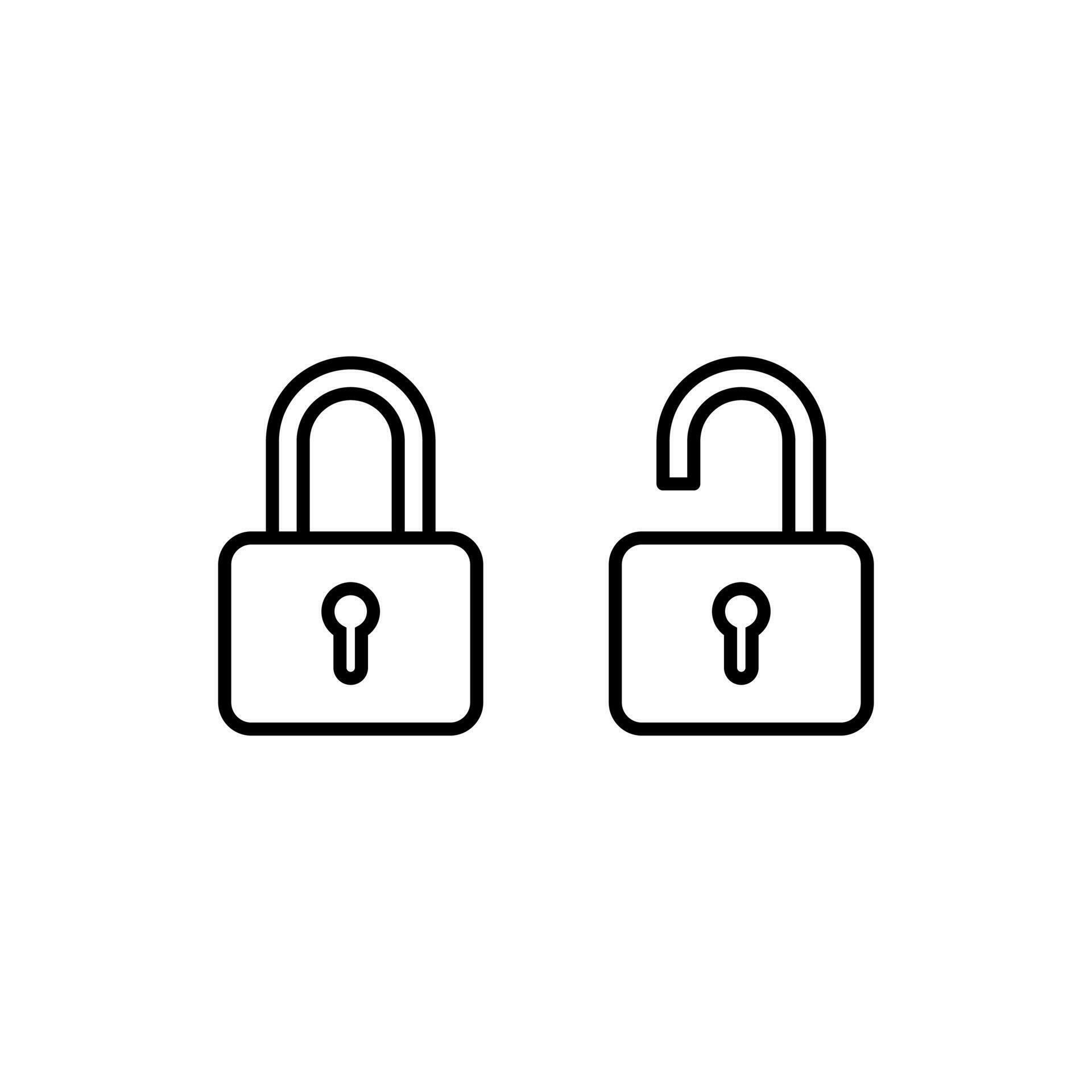 Set of Simple Lock and Unlock Icon Illustration Design, Flat Lock and ...