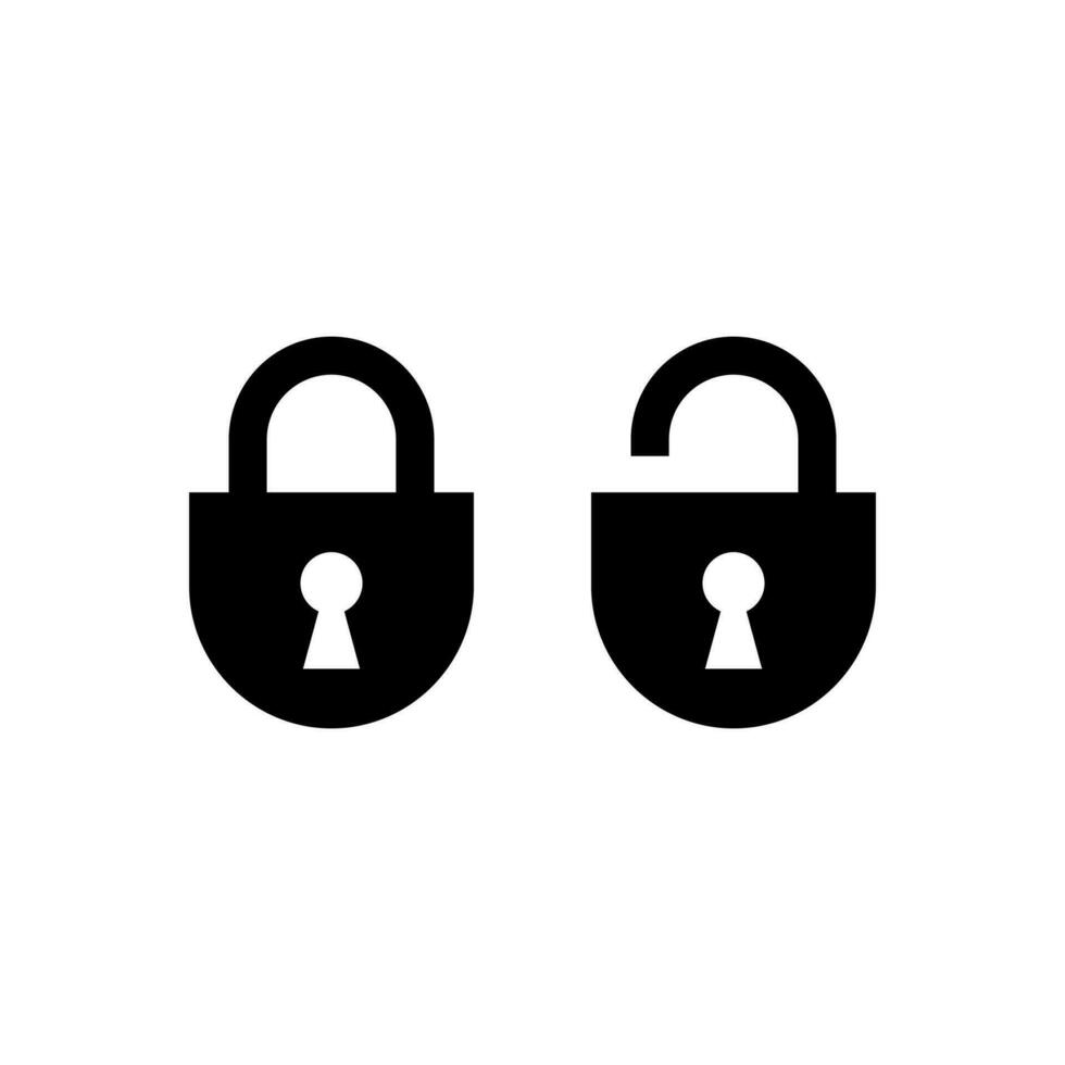Set of Simple Lock and Unlock Icon Illustration Design, Flat Lock and ...