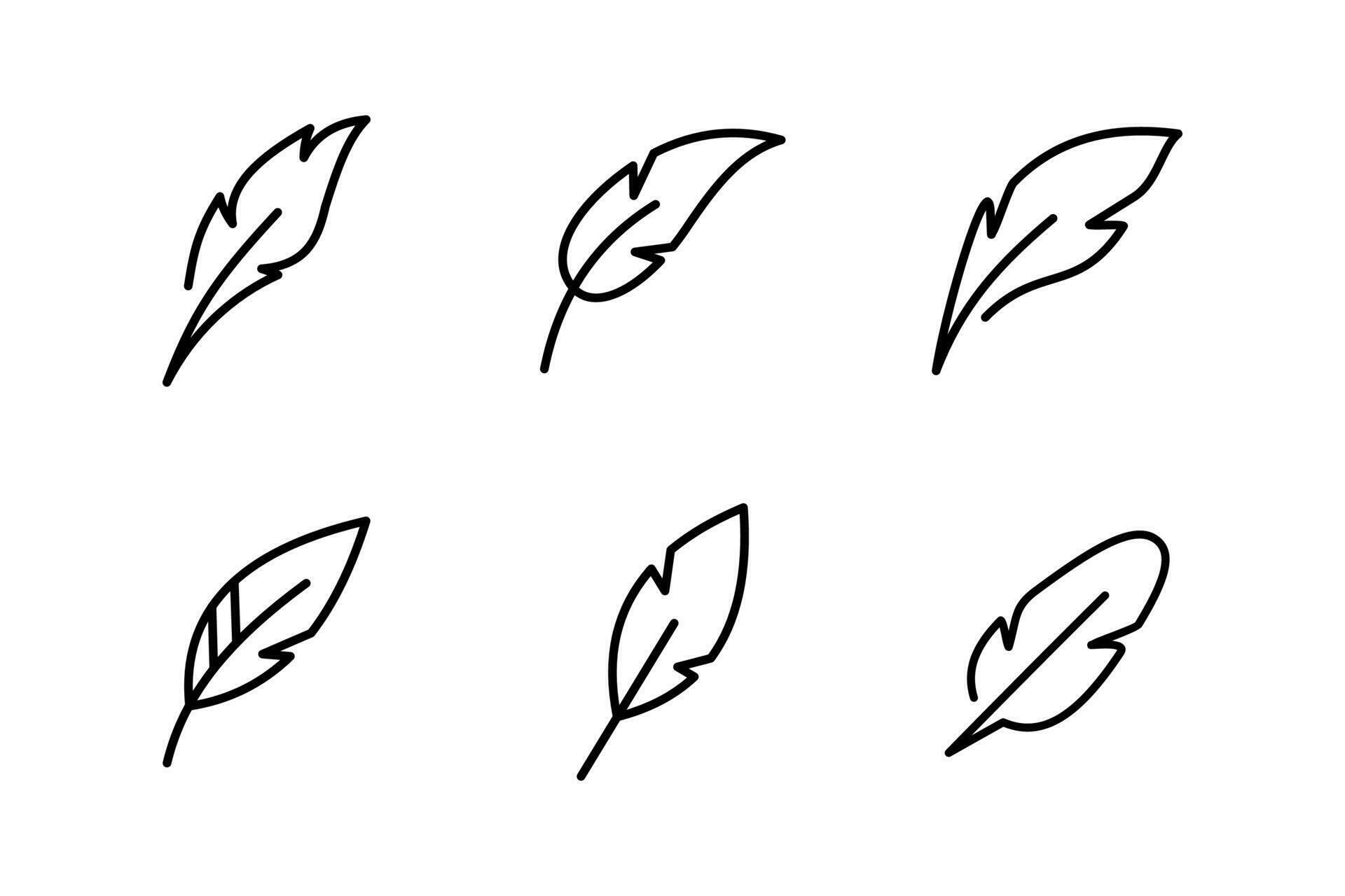 Set of Simple Flat Feather Icon Illustration Design, Various Feather ...