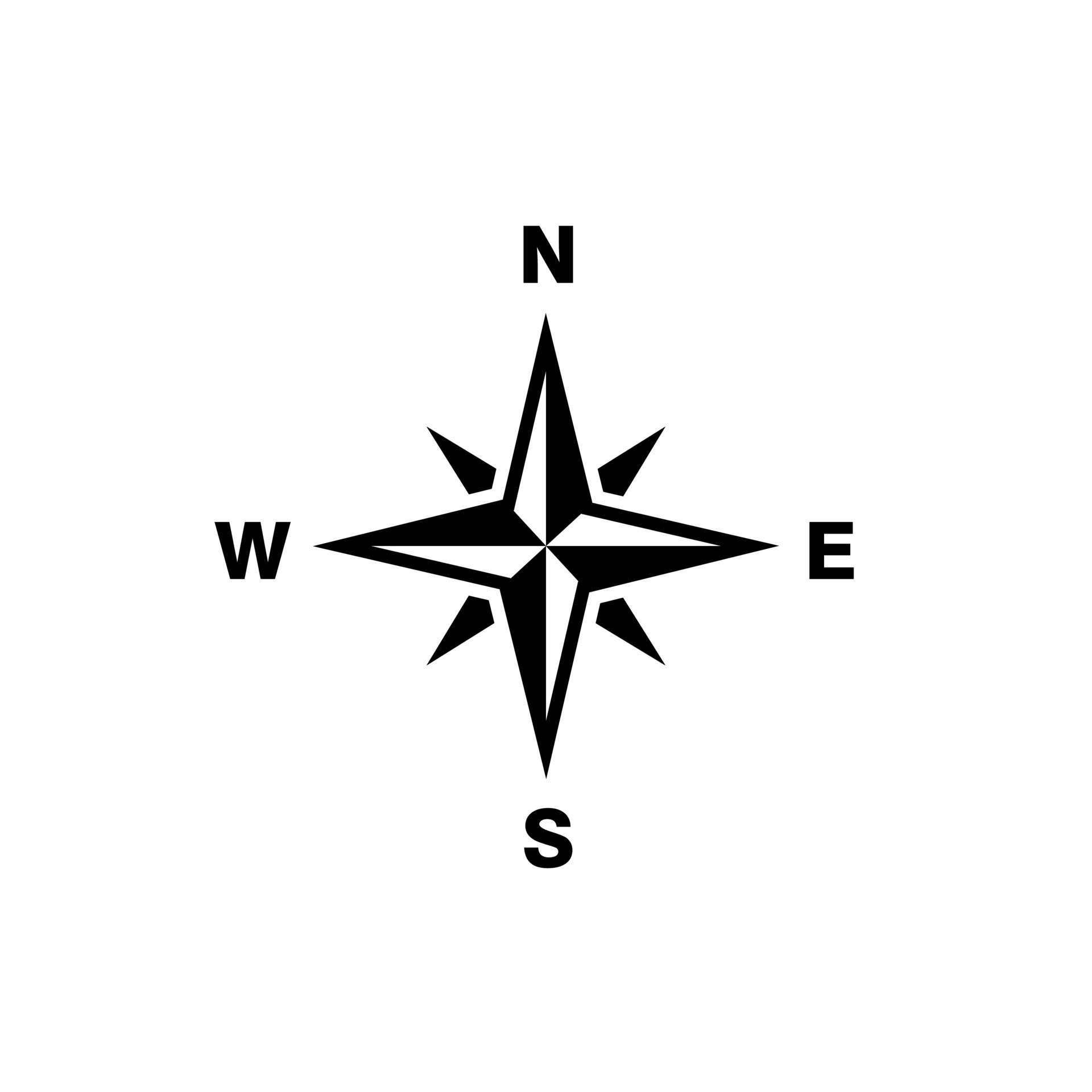 Simple Compass Icon Illustration Design, Compass Symbol With Wind Direction Template Vector ...