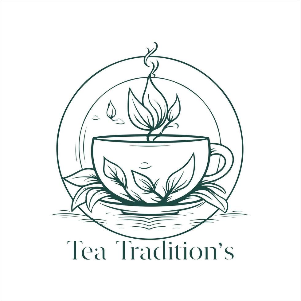 Illustration of Herbal traditional Tea. Tea Cup, tea leaves. Oriental ...