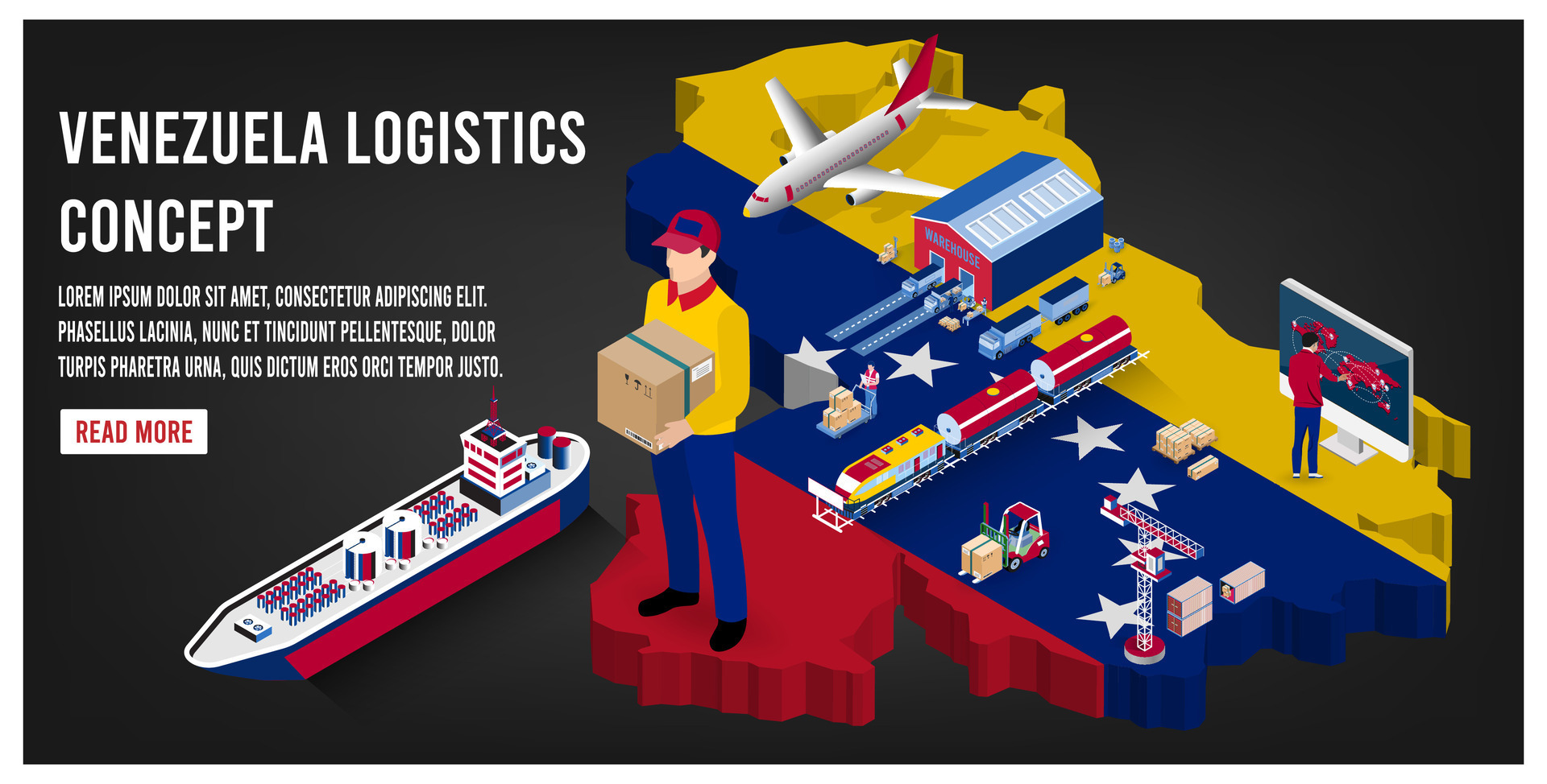 Modern Isometric Concept Of Venezuela Transportation With Global