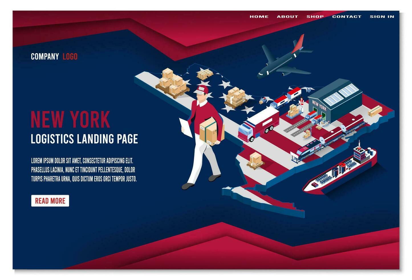 Modern Isometric Concept Of New York Transportation With Global