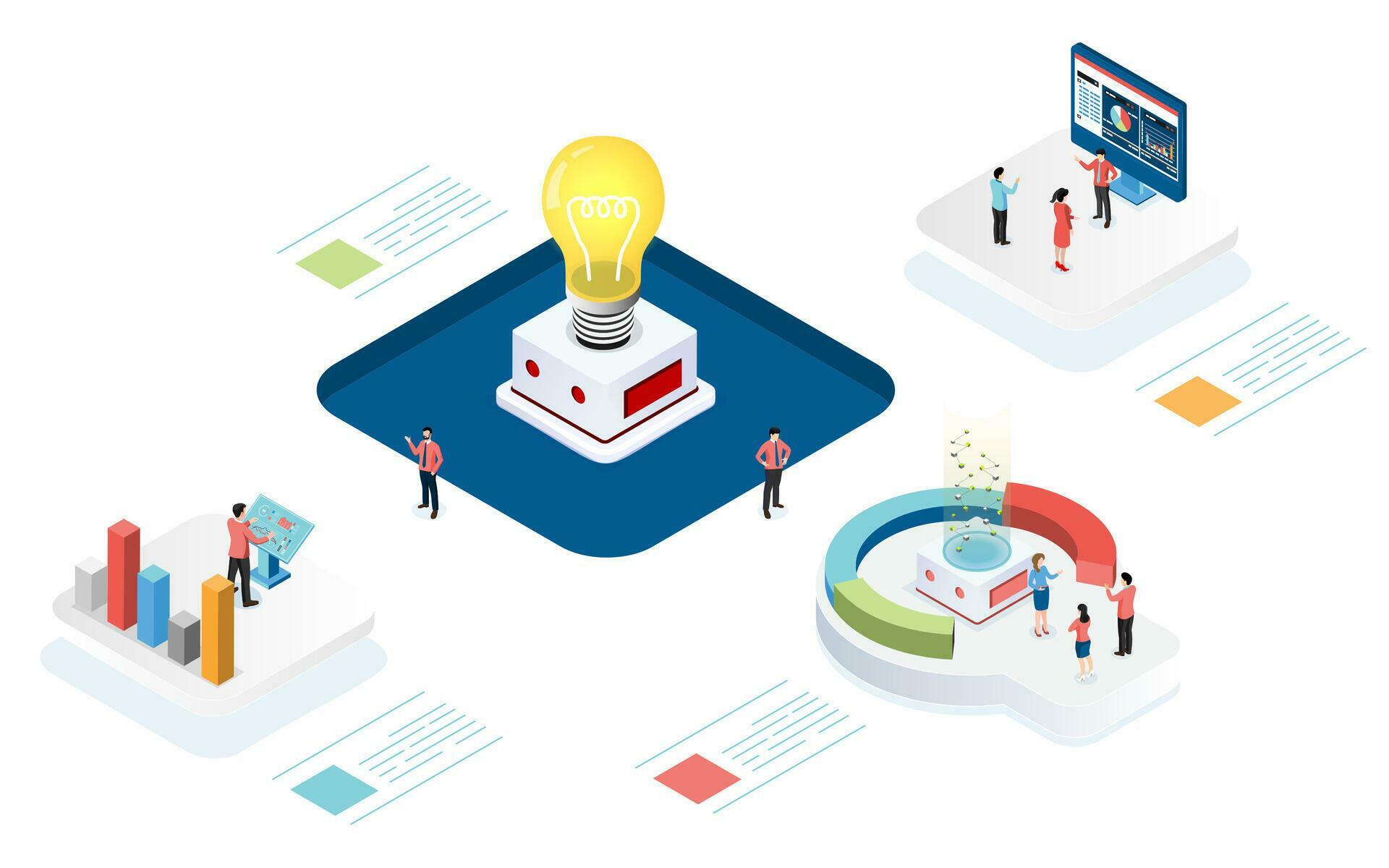 Modern 3d isometric design concept of Data Analysis with business ...