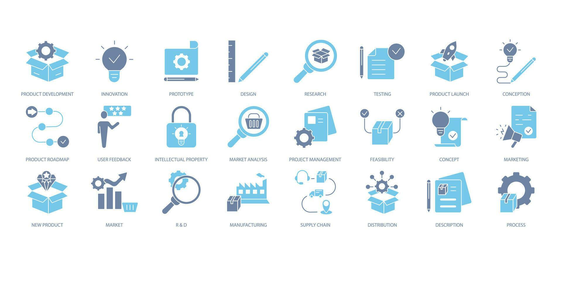 Product development icons set. Set of editable stroke icons.Vector set of Event Product ...