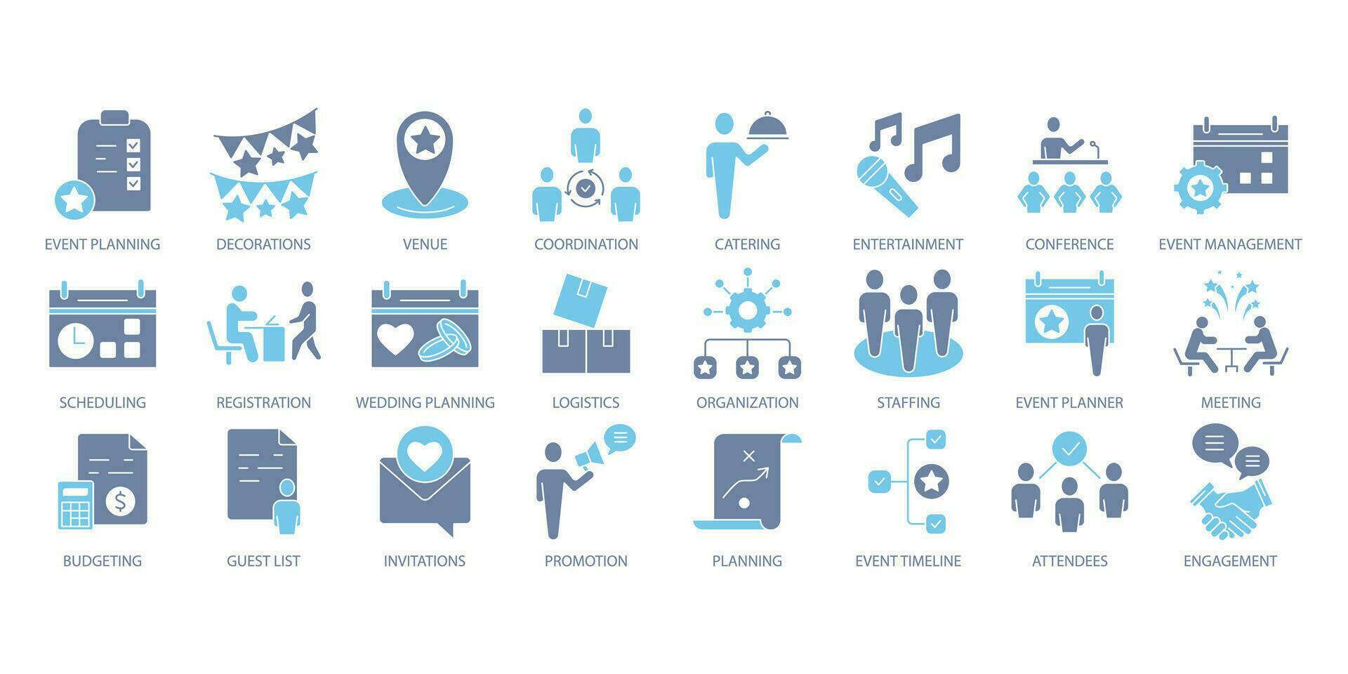 Event planning icons set. Set of editable stroke icons.Vector set of ...