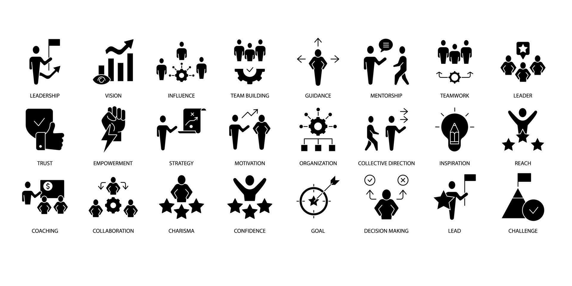 Leadership icons set. Set of editable stroke icons.Vector set of Event ...