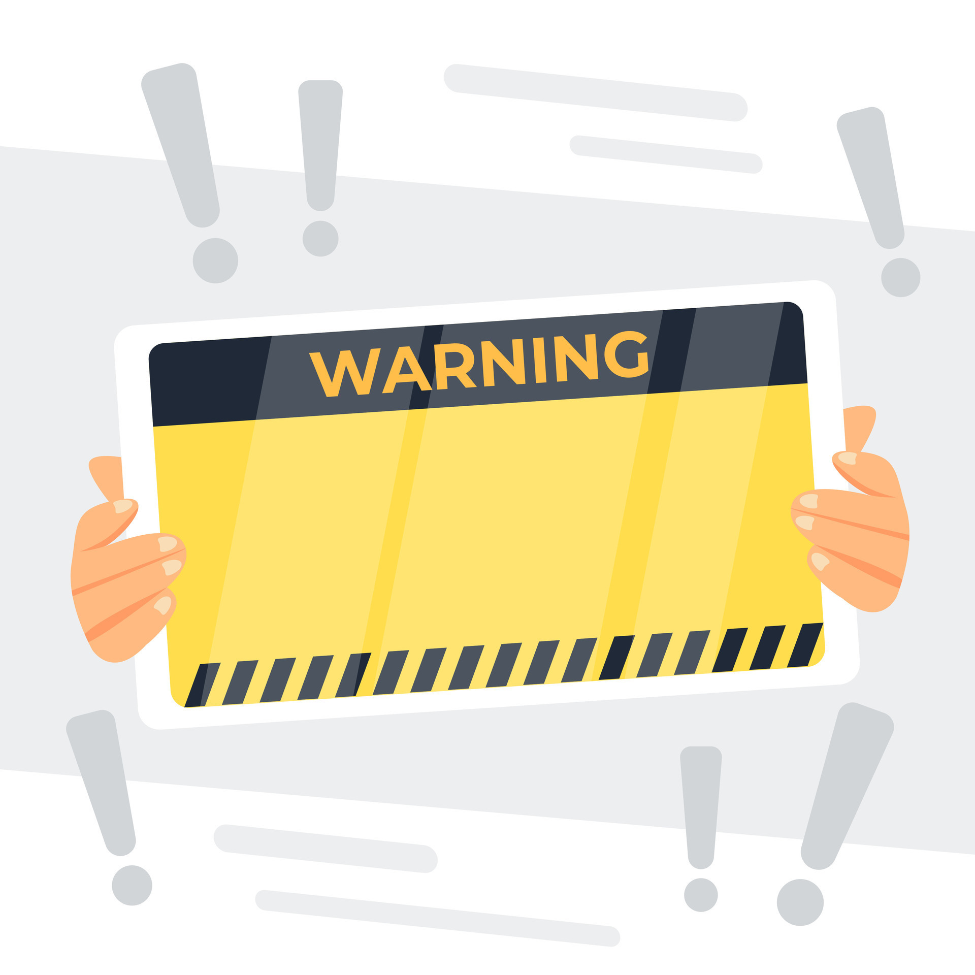 Vector illustration of hands holding a sign with the inscription ...