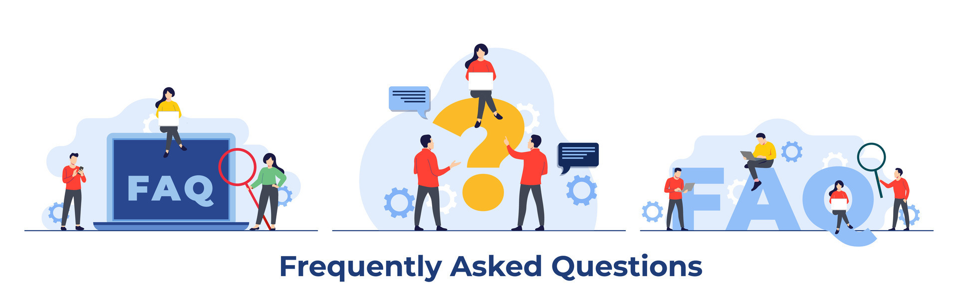 Set of frequently asked questions concept flat illustrations vector template, FAQ concept for ...