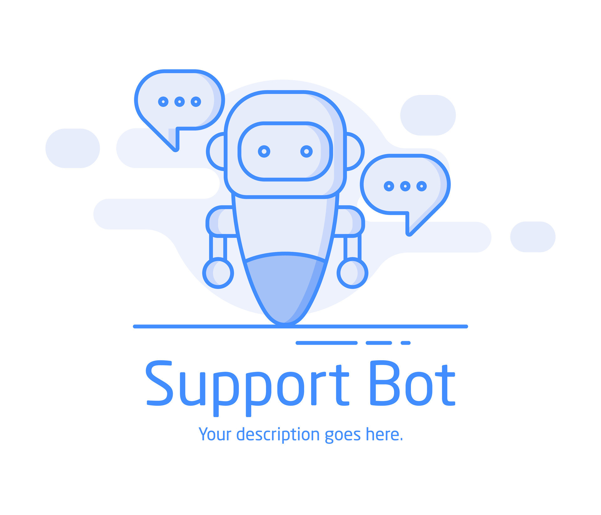 Customer support service with artificial intelligence, chatbot, support bot, robot icon thin ...