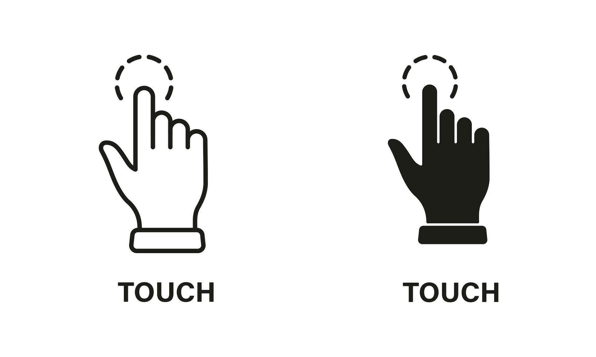 Touch Gesture Hand Cursor For Computer Mouse Line And Silhouette Icon Set Swipe Click Tap