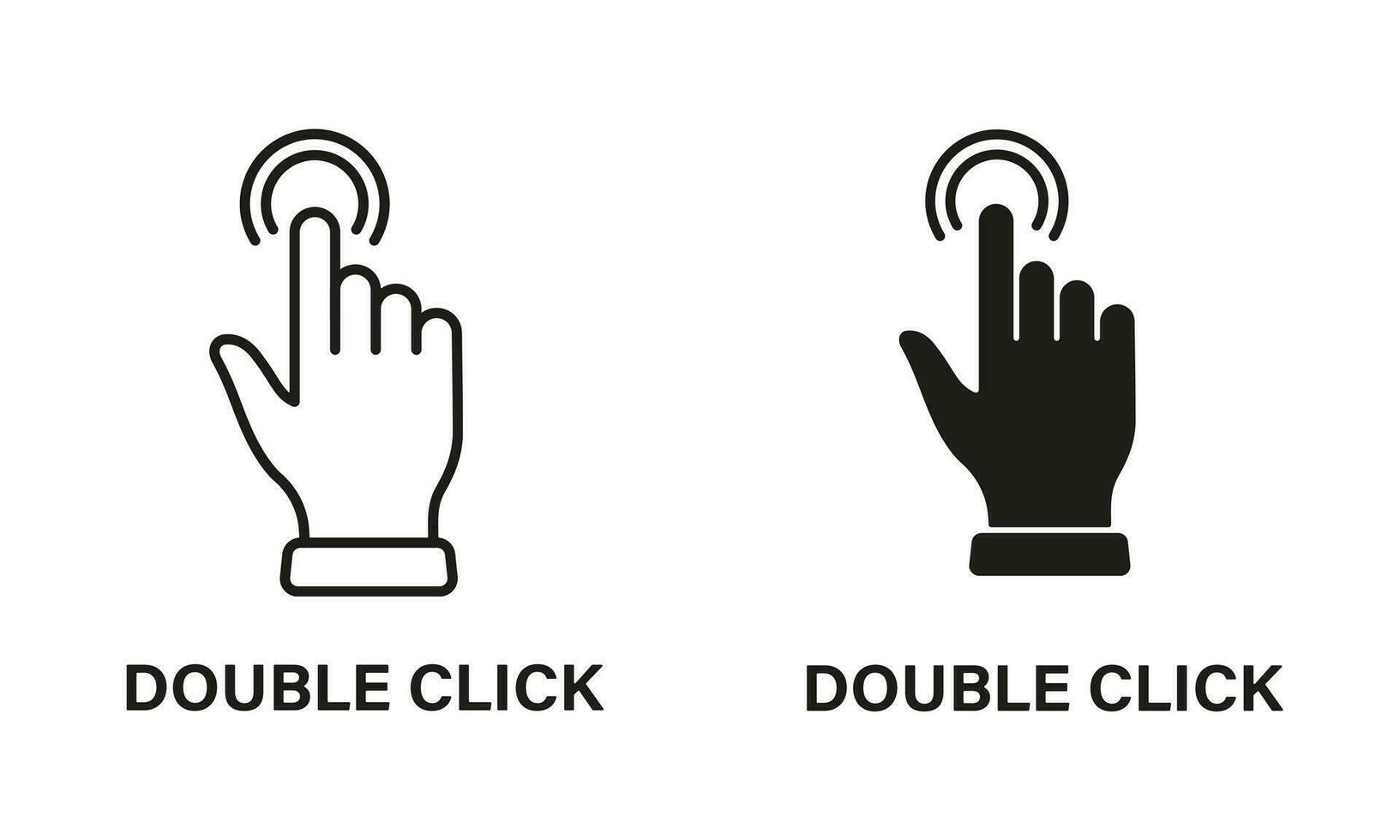 Double Click Gesture, Hand Cursor of Computer Mouse Line and Silhouette ...
