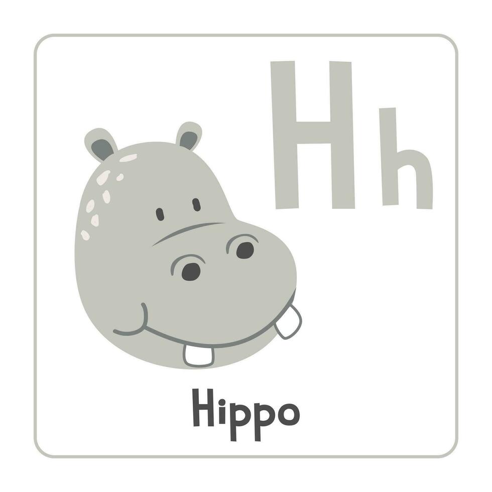 Hippo clipart. Hippo vector illustration cartoon flat style. Animals start with letter H. Animal ...