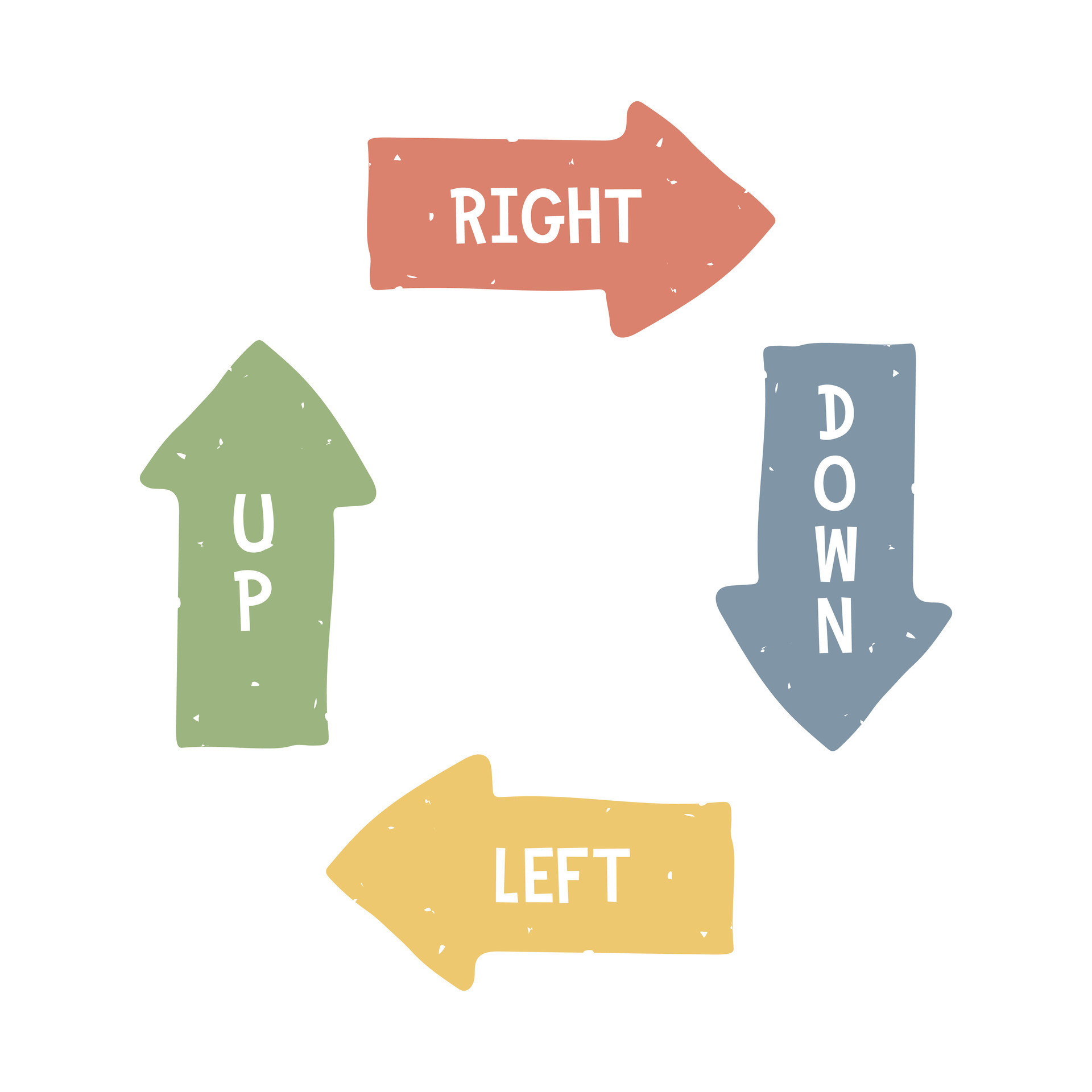 Directions Vector Set Right Left Up Down Four Directions In Colorful Arrows Flat Vector