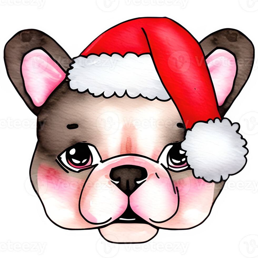 ai generado acuarela buldog vistiendo un Papa Noel sombrero clipart ... ai generado acuarela buldog vistiendo un Papa Noel sombrero clipart ...