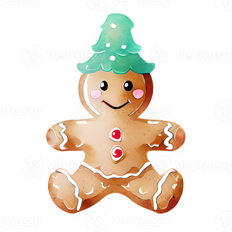 AI generated Christmas gingerbread man watercolor clipart 34959862 PNG