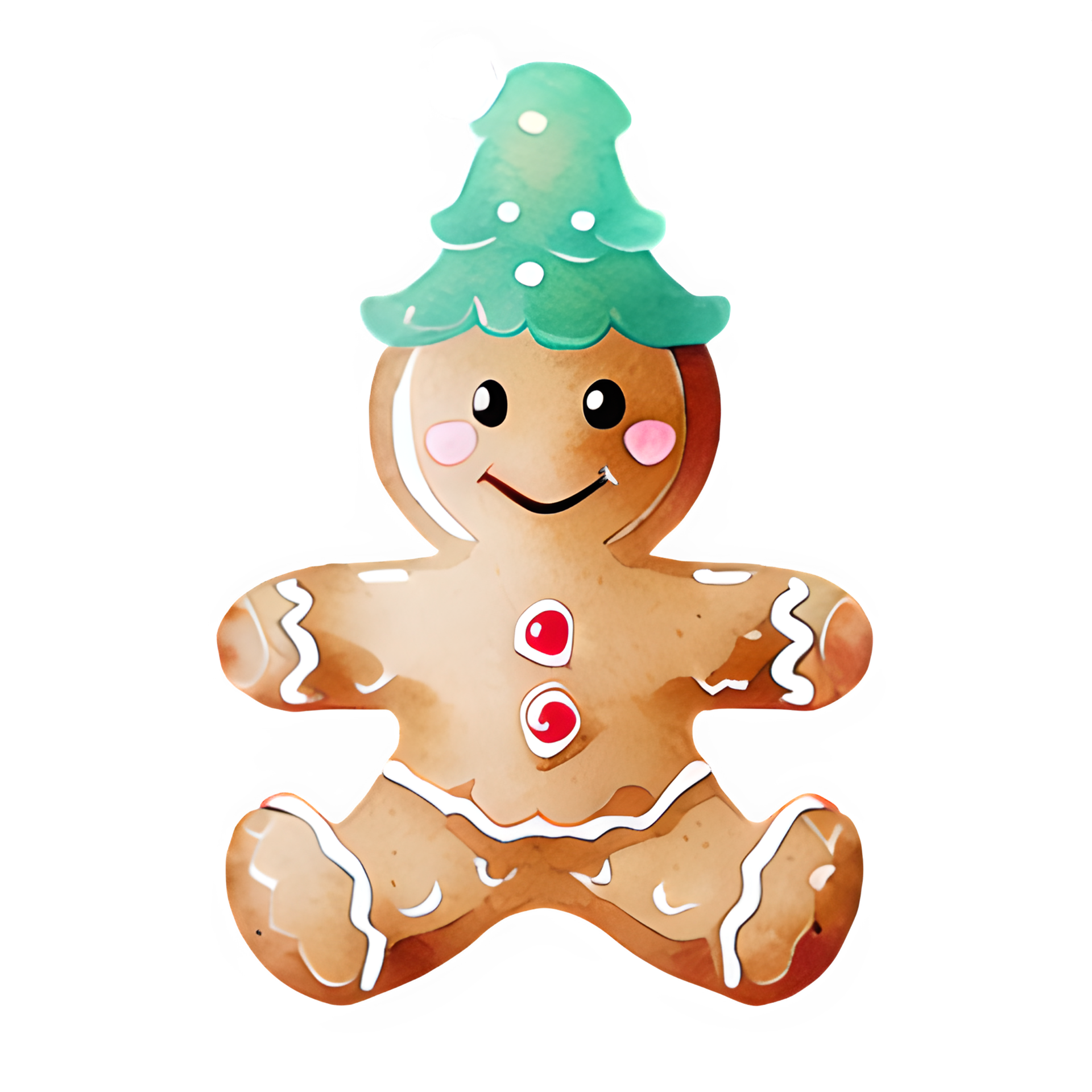 AI generated Christmas gingerbread man watercolor clipart 34959862 PNG