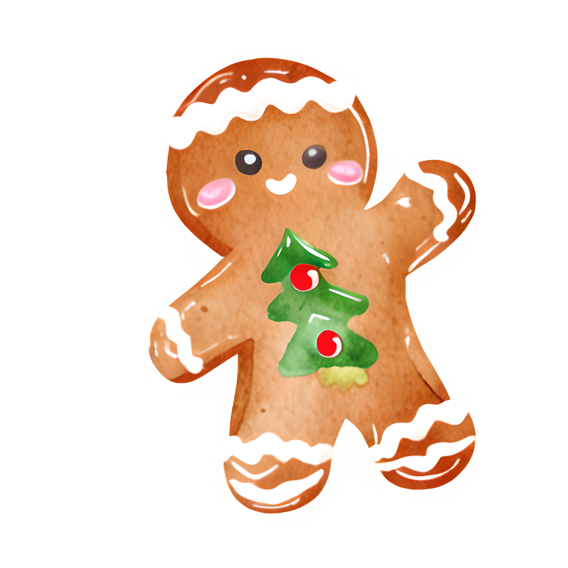 AI generated Christmas gingerbread man watercolor clipart 34959870 PNG