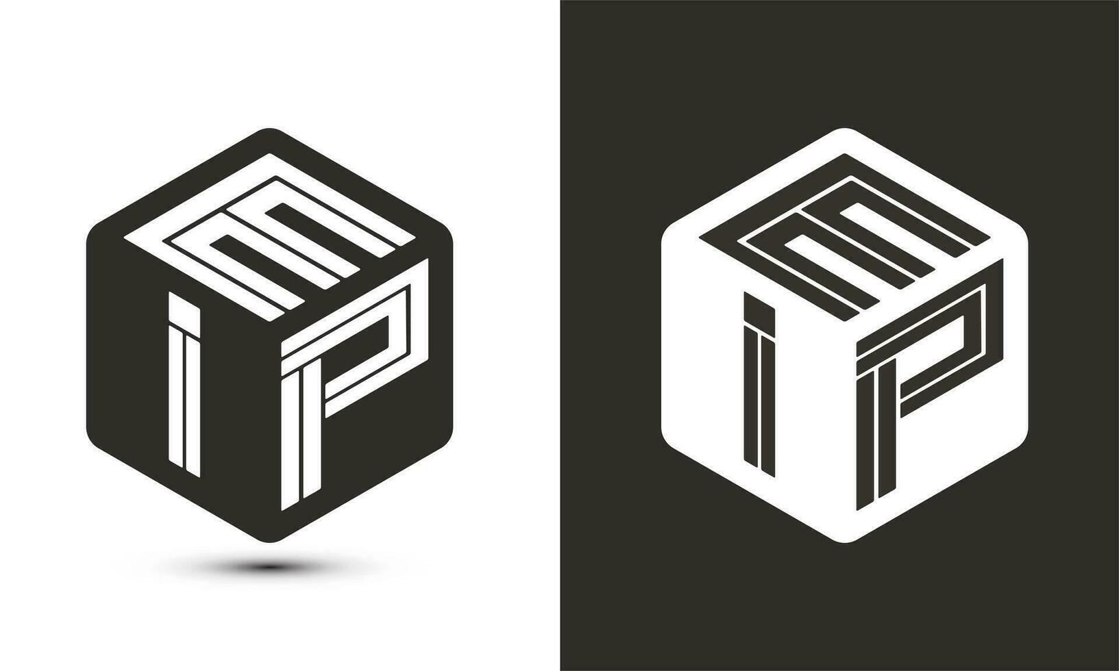 Eip Letter Logo Design With Illustrator Cube Logo Vector Logo Modern