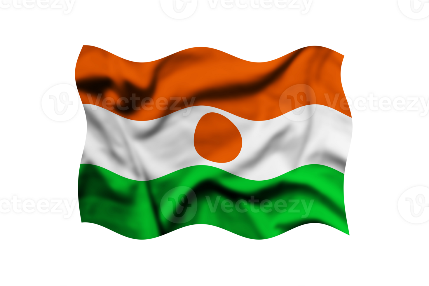 Waving the flag of NIGER on a transparent background. 3d rendering. Clipping Path Included ...