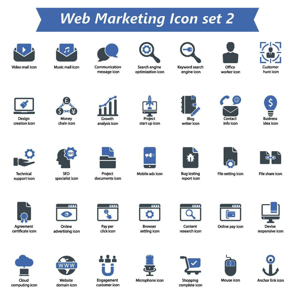 Web Marketing Icon Set 2 34965552 Vector Art at Vecteezy