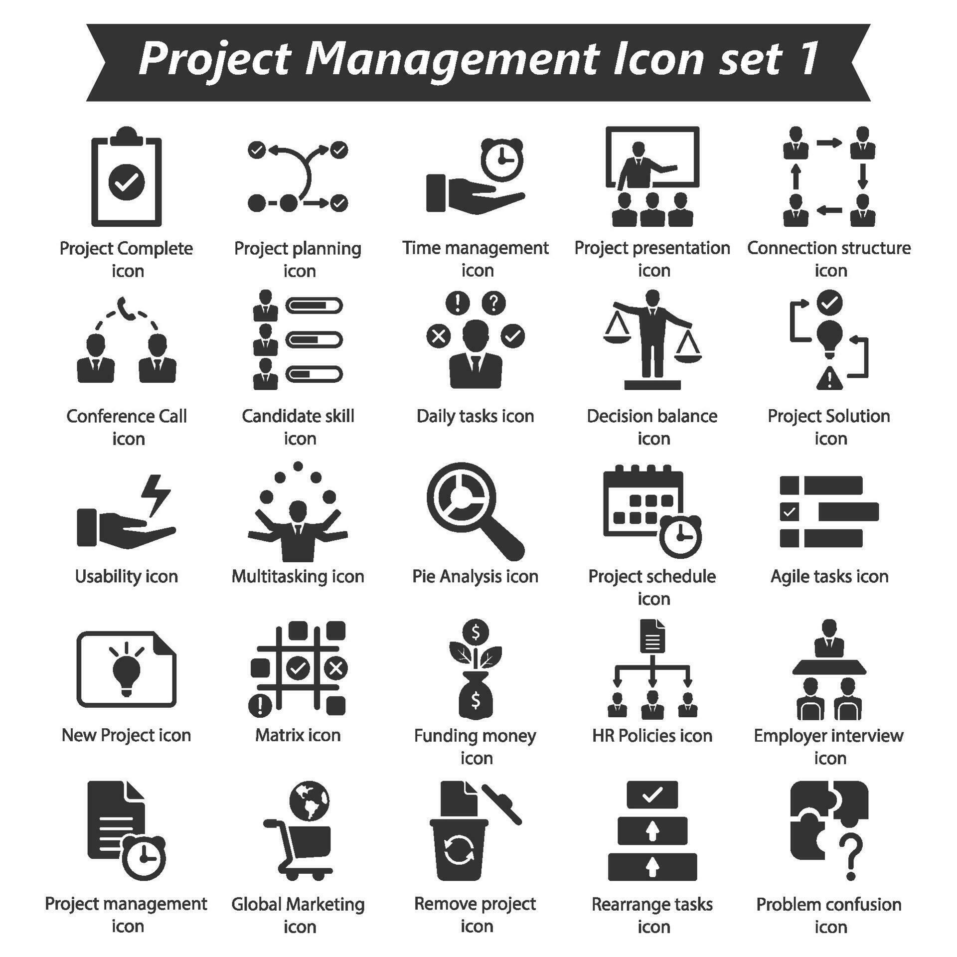 Project Management Icon Set 1 34965589 Vector Art at Vecteezy
