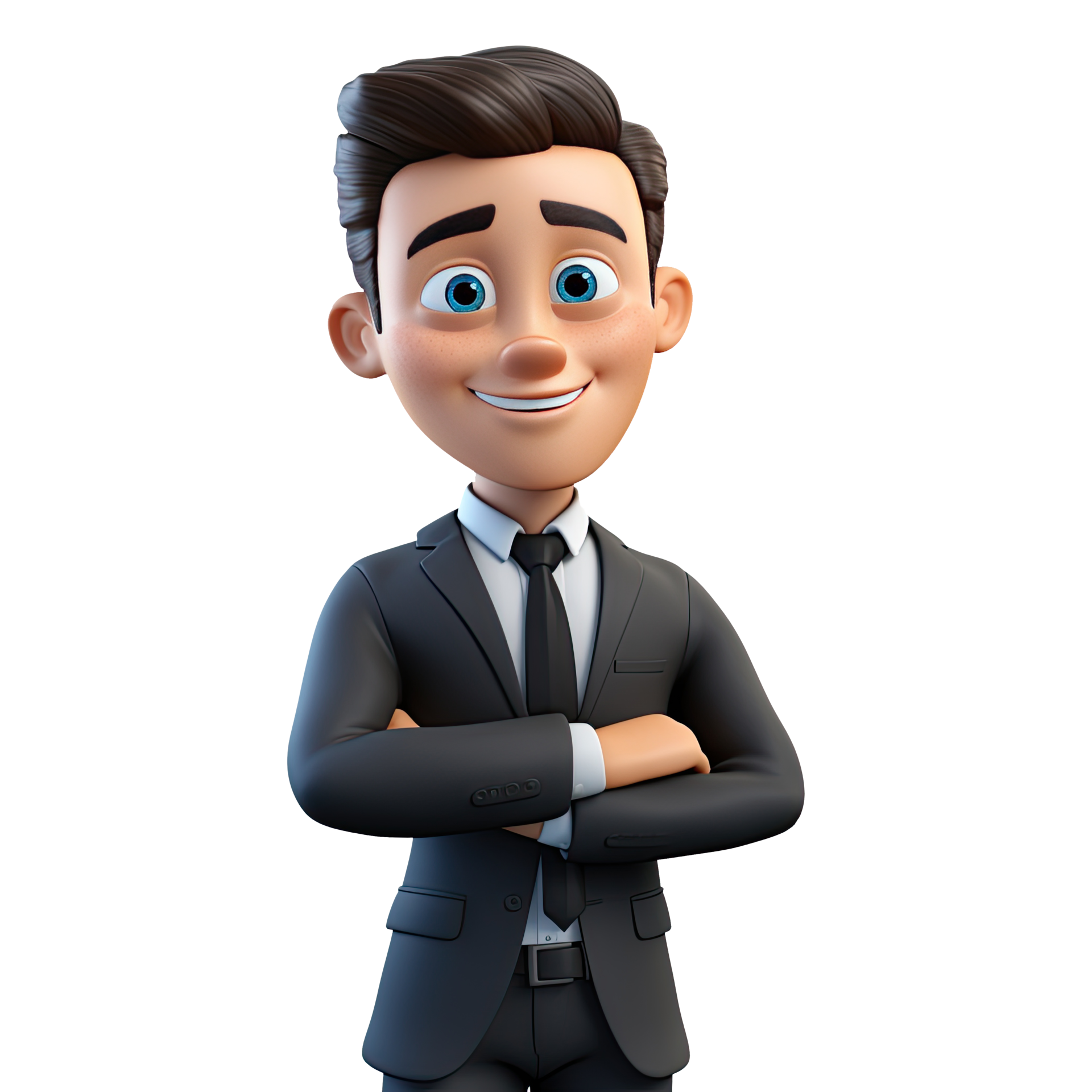 Ai Generated 3d Cute Cartoon Businessman Character In Black Suit On
