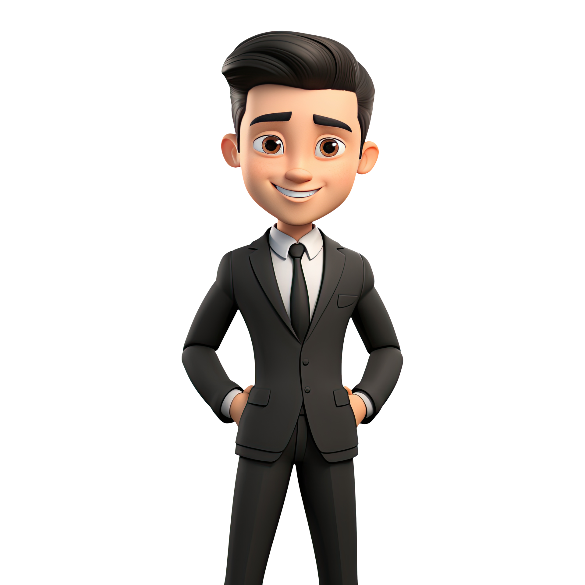 Ai Generated 3d Cute Cartoon Businessman Character In Black Suit On